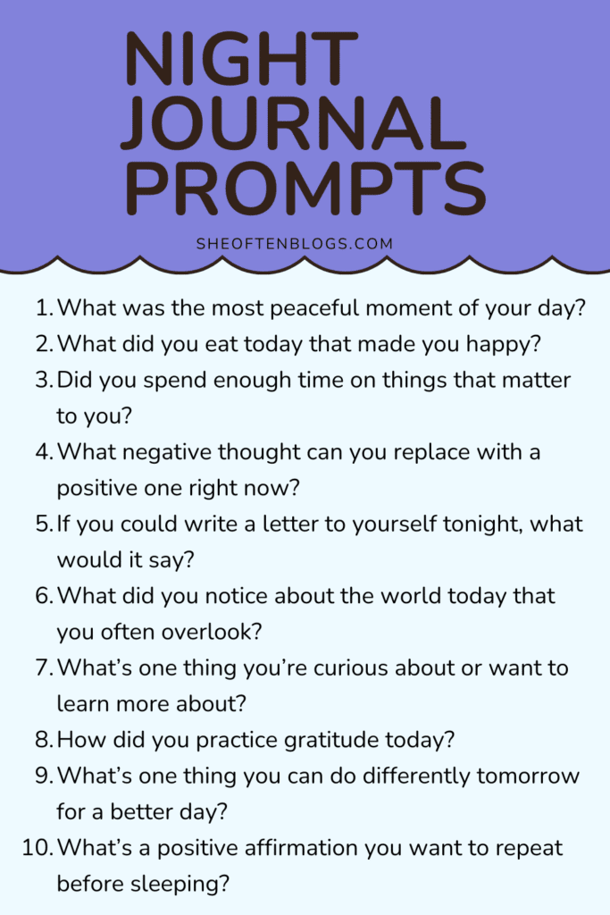 Night Journal Prompts: 30 Questions to Ask Yourself to Reflect, Unwind ...